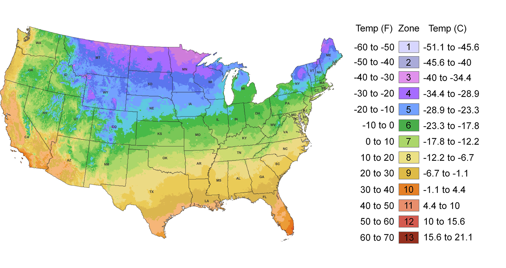 USDA Hardiness Zone Map - Van Zyverden